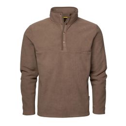 Herren Sweatjacke "KIAN Knitted Workwear Arbeits-Fleece-Strickshirt Troyer", braun, Gr. XL, HERO by John Medoox, angeraute Sweatware, 100% Polyester,