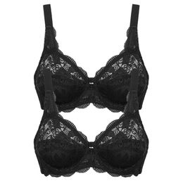 SuSa Damen B&uuml;gel-BH "2er Pack B&uuml;gel BH Latina", Gr. 105, schwarz, Obermaterial: 77% Polyamid PA. 15% Baumwolle CO. 8% Elasthan EL., BHs