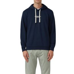 s.Oliver Herren Hoodie, blau, Gr. XL, unifarben, Sweatware, Obermaterial: 70% Baumwolle, 30% Polyester, Sweatshirts, mit Logo Schriftzug