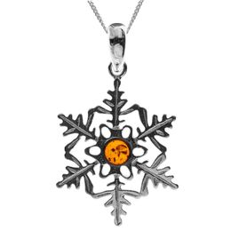OSTSEE-SCHMUCK Damen Kette mit Anh&auml;nger "OSTSEE-SCHMUCK Kette mit Anh&auml;nger Schneeflocke", 45cm, Silber 925 (Sterlingsilber), L: 42, silber, Silber