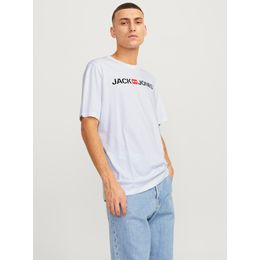 Jack & Jones JACK & JONES Herren Rundhalsshirt "JJECORP OLD LOGO TEE SS O-NECK NOOS", weiß, Gr. XXL, bedruckt, Jersey, Obermaterial: 100% Baumwolle, Shirts