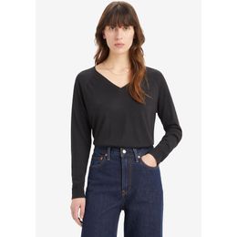 Levi's LEVI'S Damen Longpullover "PETAL VNECK SWEATER", schwarz, Gr. XS, unifarben, Sweatware, Obermaterial: 53% Polyester, 30% Viskose, 17% Polyamid,