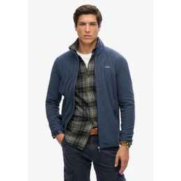 Superdry Herren Fleecejacke "POLAR FLEECE FULL ZIP", blau, Gr. S, unifarben, Fleece, Obermaterial: 100% Polyester, Jacken