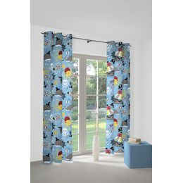 Vorhang Adam, B:145cm H:245cm, blau, Jacquard, Baumwolle (Bio-Baumwolle), Wohnzimmer, Gardinen, "Pirates", aus 100% Bio-Baumwolle