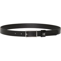 Calvin Klein Damen Ledergürtel "SQUARE BUCKLE CK LOOP 25MM"schwarz, shiny nickel, Gr. 105, unifarben, Rindsleder, Gürtel, Größenverstellbar