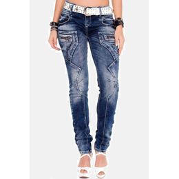 Cipo & Baxx CIPO & BAXX Damen Skinny-fit-Jeans "Jeans", blau, Basic, Gr. 27, unifarben, 86% Baumwolle, 10% Elasthan, 4% Polyester, Jeans, in Skinny Fİt, WD200