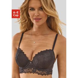 Vivance Damen Push-up-BH "Julia", Gr. 75, schwarz, Spitze, Obermaterial: 60% Polyamid, 35% Polyester, 5% Elasthan, BHs, aus Jacquardspitze in