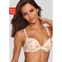 Lascana Damen Push-up-BH "Mirabel", Gr. 75, bunt, Spitze, Obermaterial: 83% Polyamid, 9% Polyester, 8% Elasthan, BHs, mit zarter, blumiger