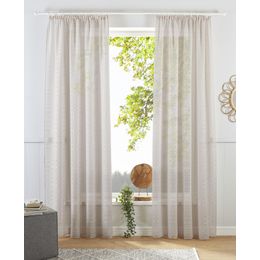 Gardine Bruno Banani, B:130cm H:145cm, beige, Polyester, Wohnzimmer, Gardinen, "Linus", 1 Schal, eingewebte Querstreifen, verschiedene Gr&ouml;&szlig;en