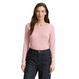 Tom Tailor Damen Langarmshirt, pink, Gr. XL, unifarben, Jersey, Obermaterial: 48% Baumwolle, 48% Modal, 4% Elasthan, Shirts, mit Rundhalsausschnitt