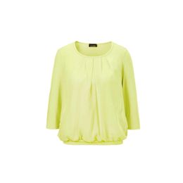 GOLDNER Damen Kurzarmbluse "Kurzgr&ouml;&szlig;e Chiffon-Shirt mit 3/4-Arm, Rundhals", gr&uuml;n, Gr. 21, Obermaterial: 95% Viskose CV. 5% Elasthan EL., Blusen