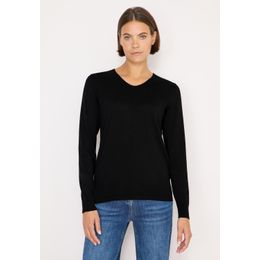 Cecil Damen Strickpullover, schwarz, Gr. XXL, unifarben, Web, 60% Baumwolle, 40% Viskose, Pullover, im soften Baumwoll-Mix