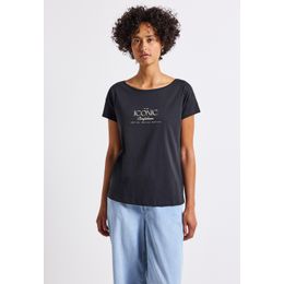 Street One Damen T-Shirt, blau, Gr. 34, unifarben, Web, 100% Baumwolle, Shirts, aus reiner Baumwolle