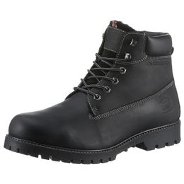 Herren Winterboots, Dockers by Gerli, Gr. 43, schwarz, Leder, Schuhe, Workerboots, Schnürstiefel mit Blockabsatz