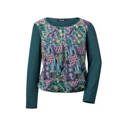 GOLDNER Damen Kurzarmbluse "Kurzgr&ouml;&szlig;e Blusenshirt", gr&uuml;n, Gr. 24, Obermaterial: 95% Viskose CV. 5% Elasthan EL., Blusen
