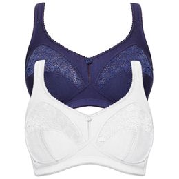 SuSa Damen Entlastungs-BH "2er Pack Entlastungs BH Topsy Plus", Gr. 95, blau, Obermaterial: 60% Baumwolle CO. 35% Polyamid PA. 5% Elasthan EL., BHs