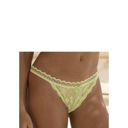 Lascana Damen Tanga "Fina", Gr. 36, grün, Spitze, Obermaterial: 88% Polyamid, 12% Elasthan, Unterhosen, aus zarter, blumiger Spitze