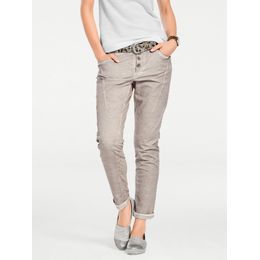 Boyfriend-Hose Heine, Damen, Gr. 44, Normalgrößen, grau, 97% Baumwolle, 3% Elasthan, Rückseite:95% Baumwolle, 5% Elasthan, unifarben, lang, Hosen