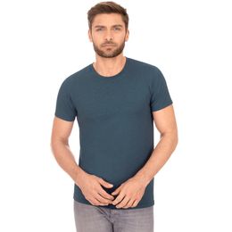 TRIGEMA Herren T-Shirt "TRIGEMA Slim Fit T-Shirt aus DELUXE Baumwolle", blau, Basic, Gr. M, 100% Baumwolle, Shirts