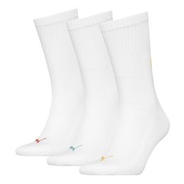 Puma Herren Socken "Puma UNISEX CUSHIONED NEXT CREW 3P", Gr. 39, wei&szlig;, Baumwollmischung, unifarben mit Farbeinsatz, Socken, mit Zonenpolsterung f&uuml;r