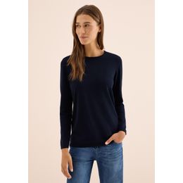 Strickpullover Cecil, Damen, Gr. L (42), blau (urban dunkelblau), Web, 60% Baumwolle, 40% Viskose, unifarben, normal normal, Rundhals, abgesteppt, Pullover, mit Strick-Struktur, Topseller