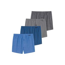 Schiesser Herren Webboxer "Web-Boxershorts 4er Pack", Gr. 4XL, blau, Obermaterial: 100% Baumwolle CO., Unterhosen