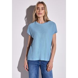 Street One Damen T-Shirt, blau, Gr. 38, unifarben, Stoff, 55% Viskose, 45% Polyester, Shirts, aus softem Materialmix