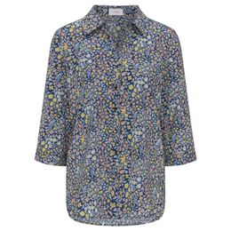 GOLDNER Damen Hemdbluse "Kurzgr&ouml;&szlig;e Pflegeleichte Bluse mit 3/4-Arm", blau, Gr. 23, Obermaterial: 100% Polyester PES., Blusen