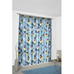 Vorhang Adam, B:145cm H:245cm, blau, Jacquard, Baumwolle (Bio-Baumwolle), Wohnzimmer, Gardinen, "Pirates", aus 100% Bio-Baumwolle