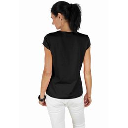 Seidel Moden Damen T-Shirt, schwarz, Gr. 52, unifarben, Jersey, Obermaterial: 96% Viskose, 4% Elasthan, Shirts, mit Kappen&auml;rmel, MADE IN GERMANY