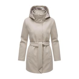 Marikoo Damen Kurzmantel "Katalinaa", wei&szlig;, Gr. L, 90% Polyester, 10% Viskose, M&auml;ntel, Eleganter Wickel Mantel mit Tailleng&uuml;rtel und Oversized Hood