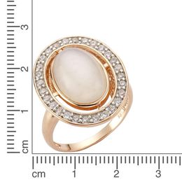 ZEEme Damen Fingerring "Silber 925 ros&eacute; vergoldet mit echtem Mondstein Zirkonia", 052 (16,6), Silber 925 (Sterlingsilber), rot, Silber 925