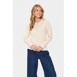Saint Tropez Damen Strickjacke "A8661, MilaSZ R-Neck Cardigan", braun, Gr. L, meliert, Strick, Obermaterial: 80% Viskose, 20% Polyacryl,