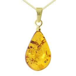 OSTSEE-SCHMUCK Damen Kette mit Anh&auml;nger "OSTSEE-SCHMUCK Kette mit Anh&auml;nger Tropfen flach, ca. 17 mm lang", 42cm, Gelbgold 333, L: 42, gold, Gelbgold