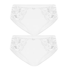 SuSa Damen Slip "2er Pack Damen Slip Latina", Gr. 48, weiß, Obermaterial: 78% Polyamid PA. 16% Elasthan EL. 6% Baumwolle CO., Unterhosen