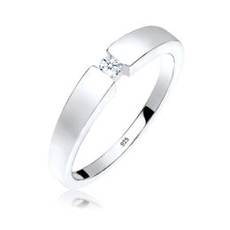 Elli DIAMONDS Damen Verlobungsring "Klassisch Bandring Diamant 0.06 ct. 925 Silber", 58mm, 0,06 P1 = bei 10-facher Vergr&ouml;&szlig;erung erkennbare