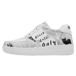 DOGO Damen Sneaker "Dice Low-Top Sneaker Black Cats Only Damen Sneaker", Gr. 38, wei&szlig;, Lederimitat, Schuhe, Handgefertigt