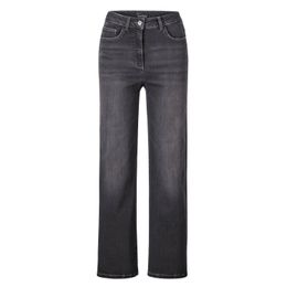 GOLDNER Damen Stretch-Jeans "Kurzgr&ouml;&szlig;e Denim Jeans mit weitem Bein", grau, Gr. 21, Obermaterial: 83% Baumwolle CO. 15% Polyester PES. 2% Elasthan
