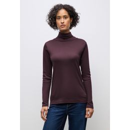 Rollkragenshirt Street One, Damen, Gr. 36, jazz berry, Web, 50% Baumwolle, 50% Modal, unifarben, normal normal, hoch geschlossener Ausschnitt, abgesteppt, Shirts, im soften Baumwoll-Mix