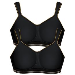 Viania Damen Sport-BH "2er Pack Sport BH intense", Gr. 100, schwarz, Obermaterial: 89% Polyester PES. 6% Elasthan EL. 5% Polyamid PA., BHs