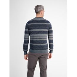 Lerros Herren Strickpullover, grau, Gr. L, gestreift, Strick, Obermaterial: 100% Baumwolle, Pullover, in Streifen-Optik