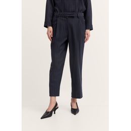 Bugatti Damen Bundfaltenhose "elegant", blau, Gr. 34, unifarben, 63% Polyester, 34% Viskose, 3% Elasthan, Hosen, mit Nadelstreifen und Stretch