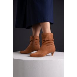 ANISTON SHOES Damen Stiefelette, Gr. 36, braun, Textil, Veloursleder, Schuhe, Ankleboots mit slouchy Schaft und Rei&szlig;verschluss