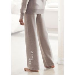 ELBSAND Damen Strickhose, Gr. 48, grau, Feinstrick, Obermaterial: 50% Viskose, 28% Polyester, 22% Nylon, meliert, Hosen, aus weichem hochwertigem
