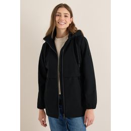 Cecil Damen Outdoorjacke, schwarz, Gr. XL, unifarben, Web, 68% Polyester, 32% Baumwolle, Jacken, mit Kapuze mit Tunnelzugband