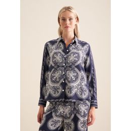 Seidensticker Damen Hemdbluse "Schwarze Rose", blau, Gr. 48, bedruckt, 100% Viskose, Blusen, 1/1 Kragen Tuchprint