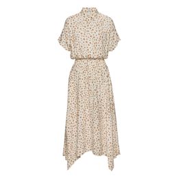 Lascana Damen Druckkleid "mit Punktedruck und asymmetrischem Saum, Midikleid", beige, Gr. 36, bedruckt, Web, Obermaterial: 100% Viskose, Kleider,