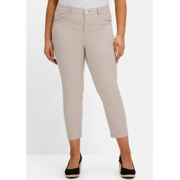 sheego Damen 7/8-Hose, beige, Gr. 42, unifarben, 98% Baumwolle, 2% Elasthan, Hosen