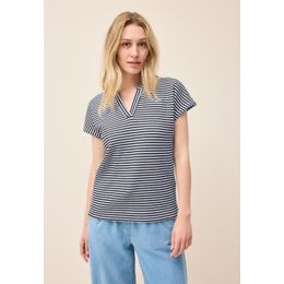 Cecil Damen T-Shirt, blau, Gr. XL, gestreift, Web, 42% Baumwolle, 42% Polyester, 14% Viskose, 2% Elasthan, Shirts, bestehend aus einem Materialmix