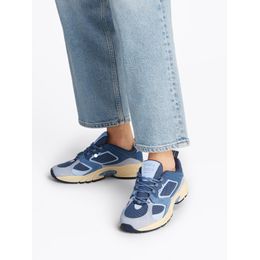 Tommy Jeans Damen Keilsneaker "ARCHIVE'97", Gr. 42, blau, Textil, Veloursleder, Schuhe, Fr&uuml;hlingsschuh, Halbschuh, Schn&uuml;rschuh mit Logo an der Zunge